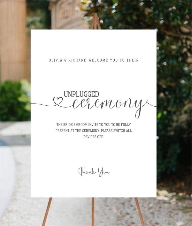 Printable Unplugged Ceremony Sign - Minimalist Design for an Unplugged ...
