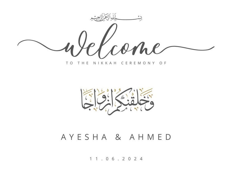 Islamic Wedding Welcome Sign, Nikkah Welcome Sign Muslim Wedding Sign ...