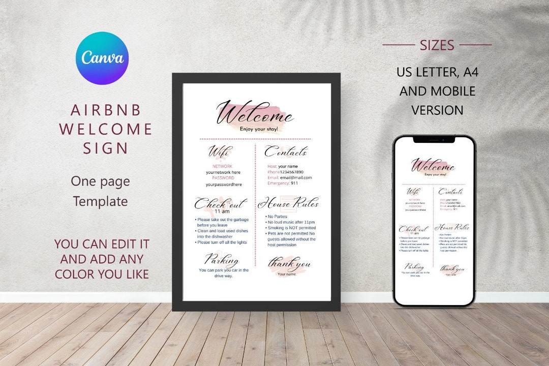 Airbnb Welcome Template Printable and Mobile-friendly Welcome Sign and ...
