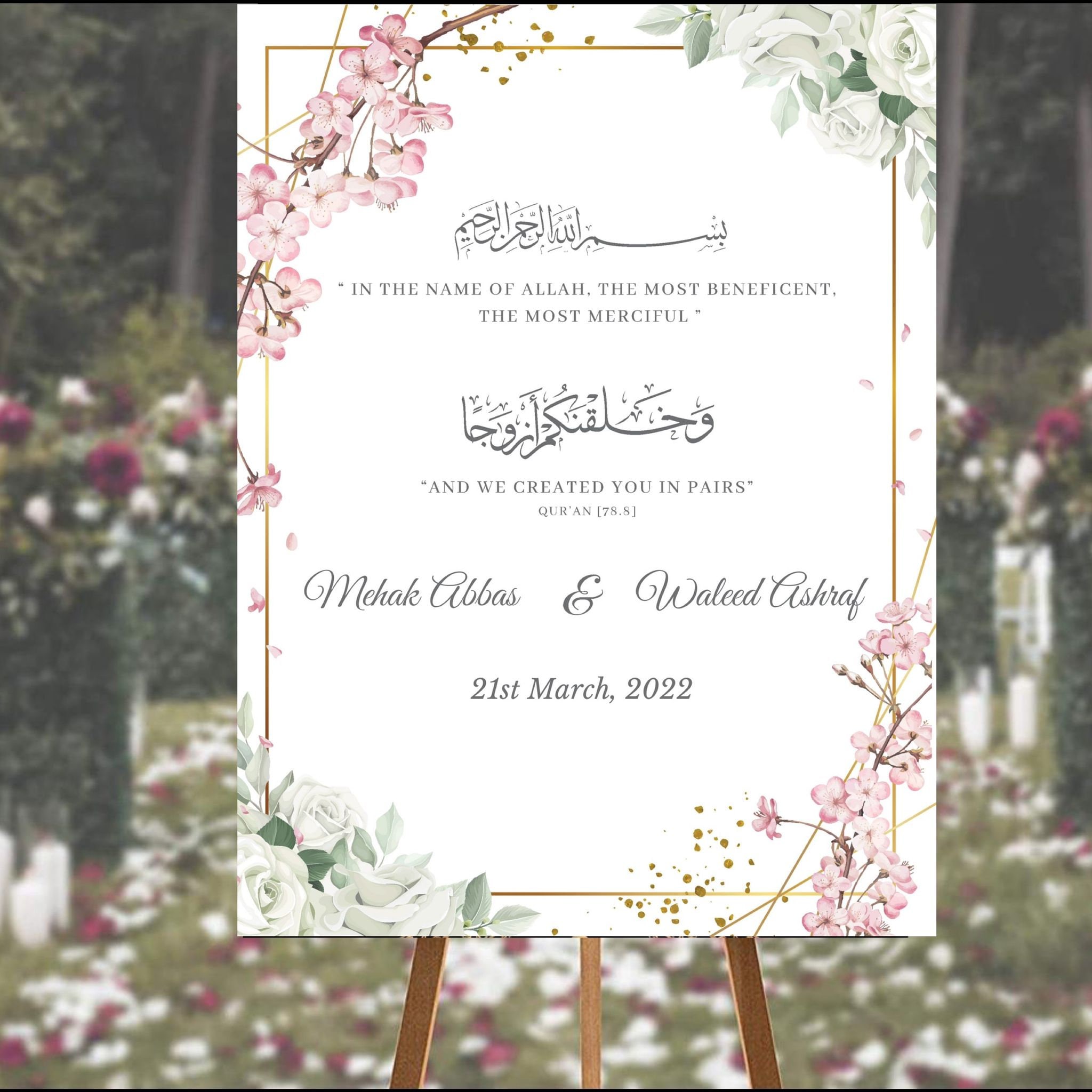 Islamic Wedding Welcome Sign | Muslim Wedding | Nikkah Sign | Editable ...