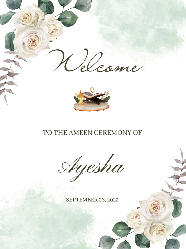 Ameen Ceremony Welcome Sign | Ameen Decoration | Ameen Mubarak Welcome ...