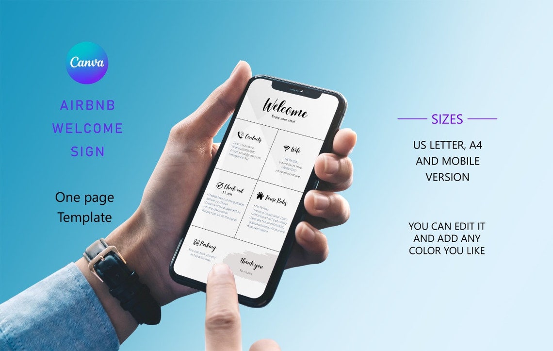 Airbnb Welcome Template - Printable and Mobile-friendly Welcome Sign ...