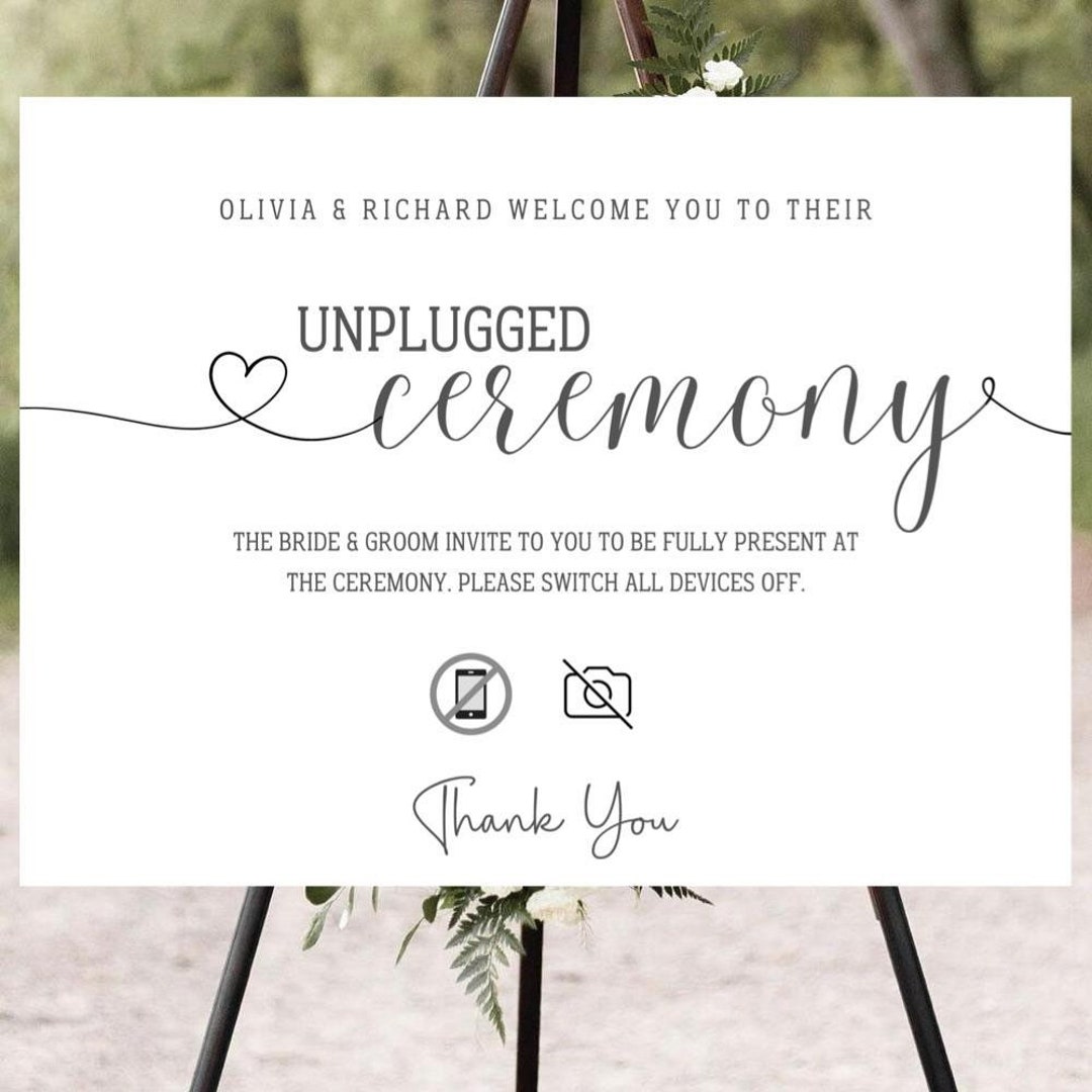 Printable Minimalist Unplugged Ceremony Sign - Encourage an Unplugged ...
