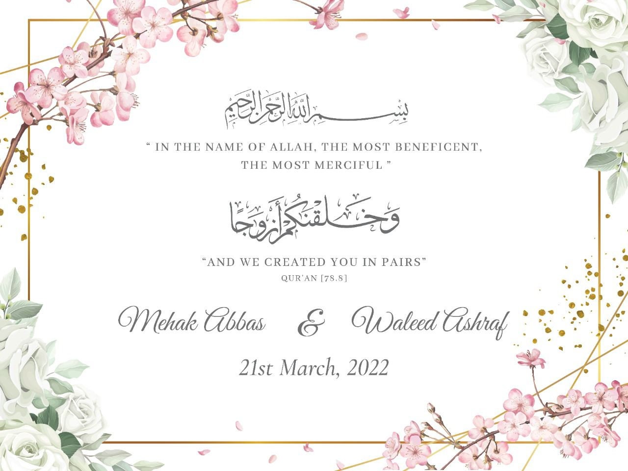 Nikah Invitation Nikkah Invitation Template Set Muslim Wedding ...