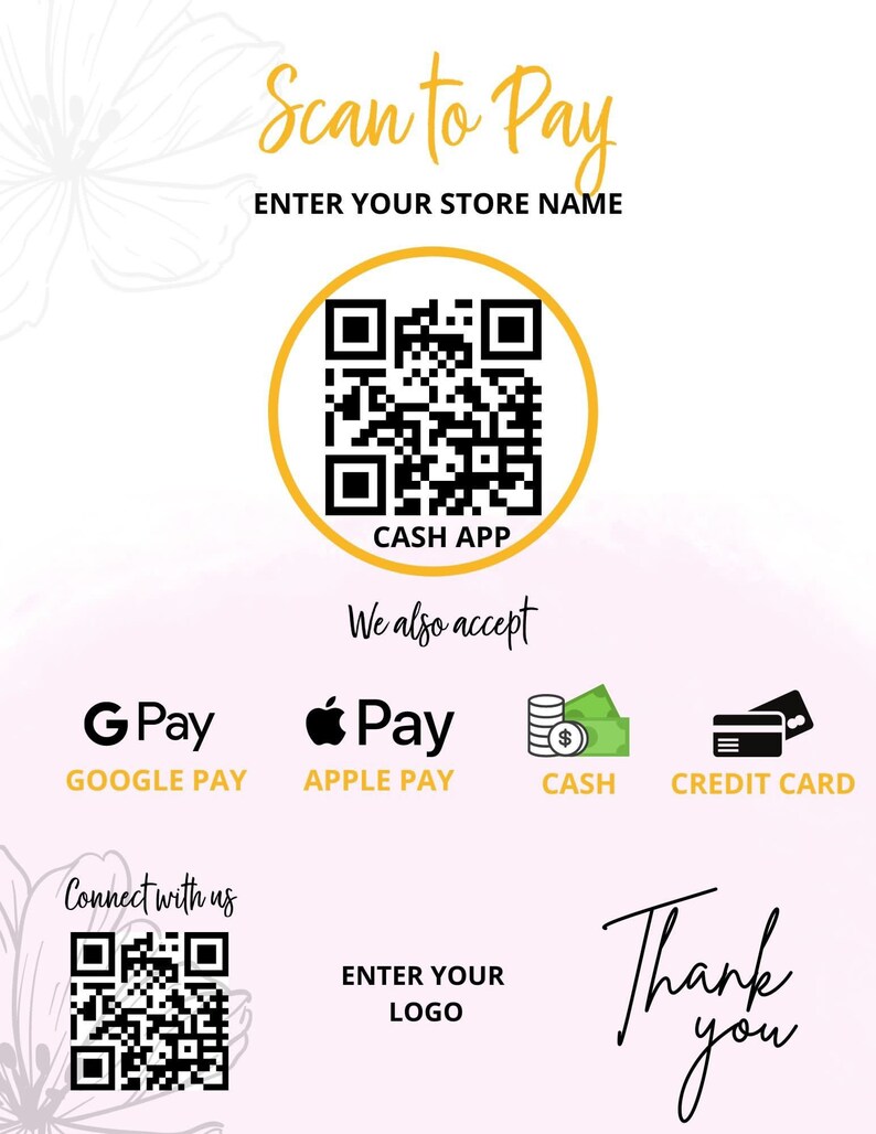 Printable Scan to Pay Sign Template Scan to Pay QR Code - Etsy