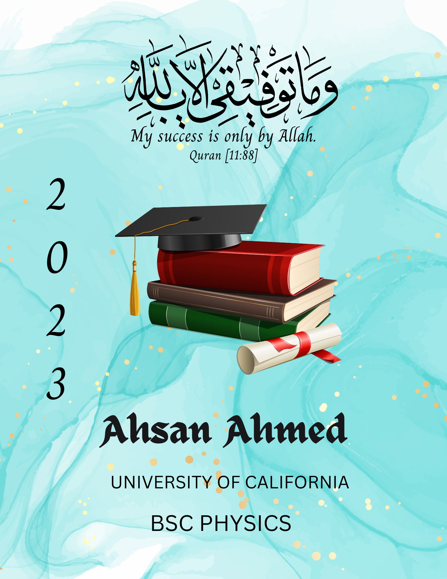 Editable Personalized Islamic Graduation Gift Customizable Aalimah Gift ...