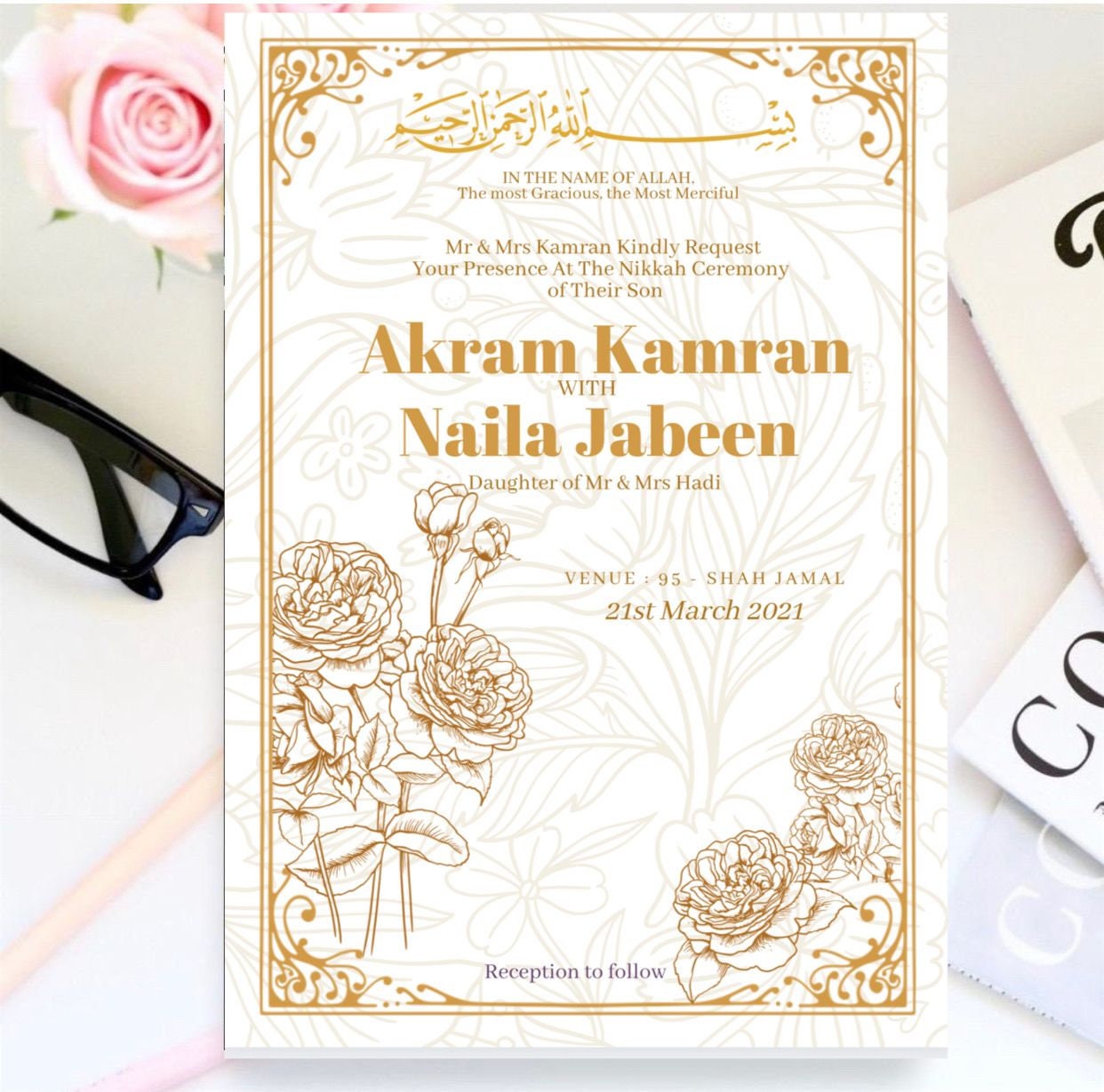 Nikkah Invitation Digital Muslim Wedding Invitation Nikkah Invite ...