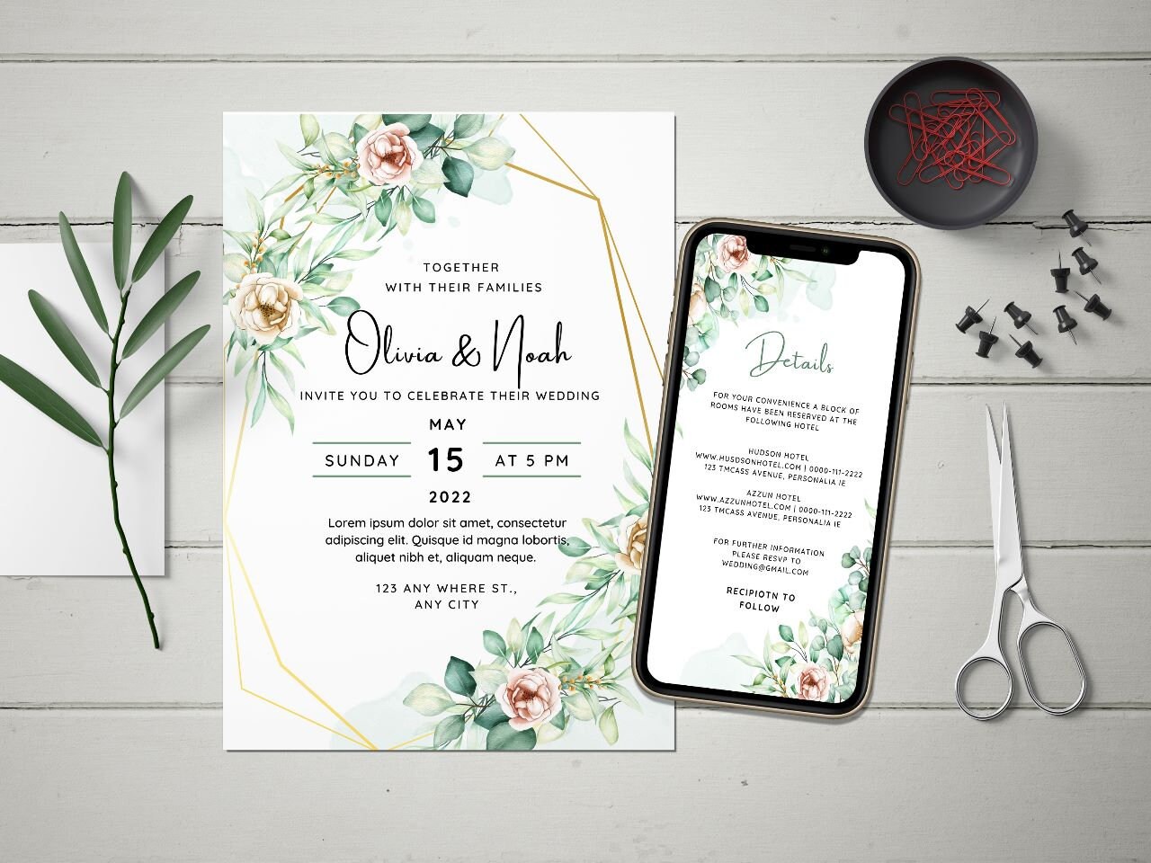 Greenery Wedding Invitation Template Bundle Greenery Wedding - Etsy