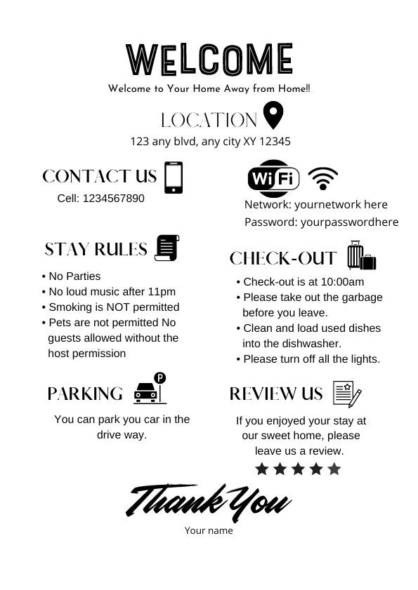 Airbnb Welcome Template Printable and Mobile-friendly Welcome Sign and ...