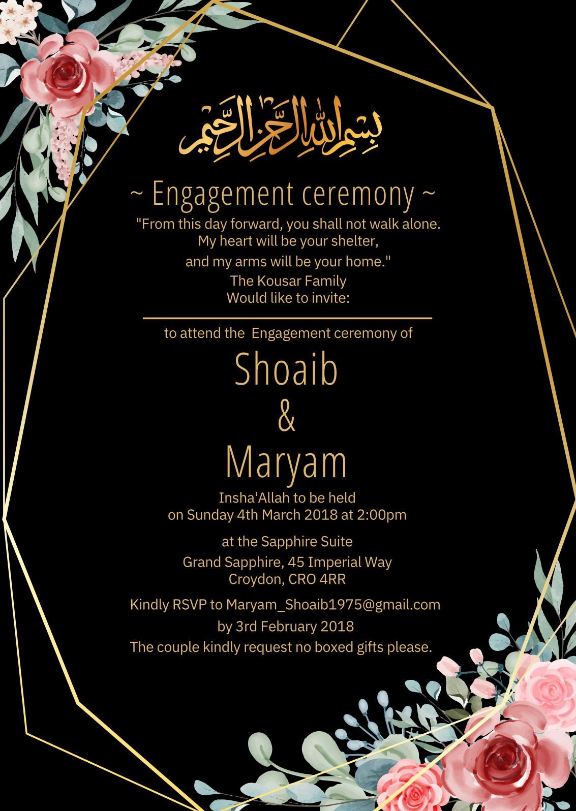 Muslim Engagement Invitation Islamic Engagement Invite Pakistani ...