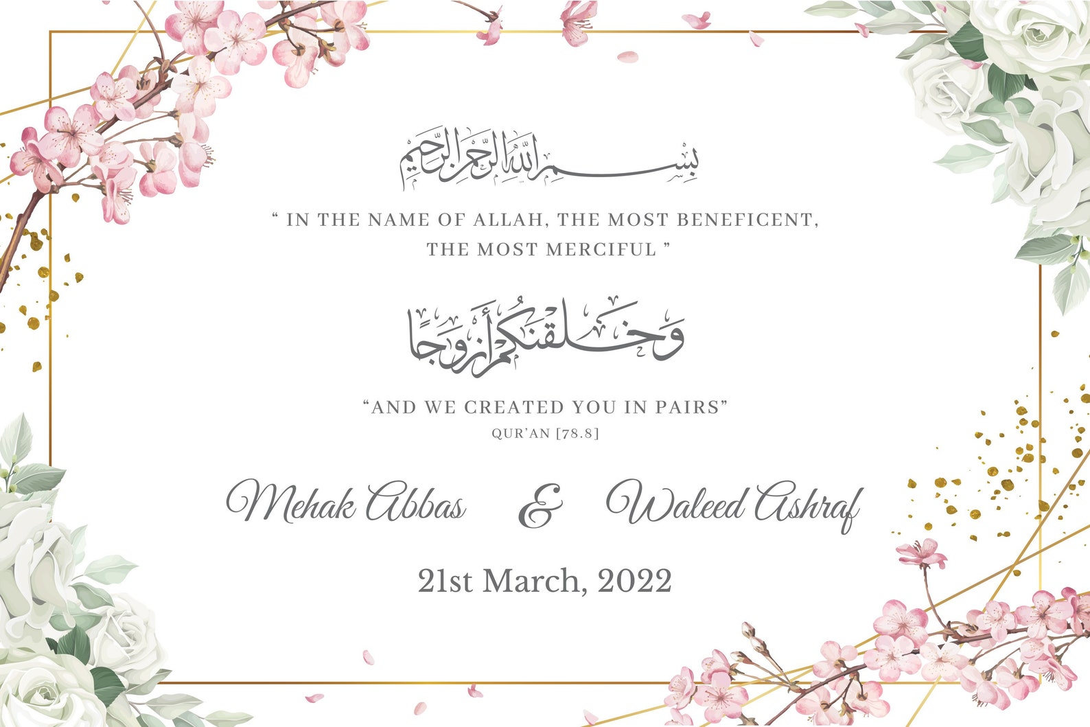 Islamic Wedding Welcome Sign | Muslim Wedding Welcome Sign | Nikkah ...