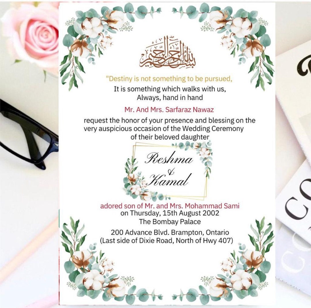 Muslim Wedding Invitation | Islamic Wedding Invitation | Editable ...