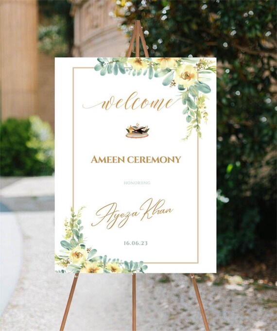 Ameen Ceremony Welcome Sign Ameen Decoration Ameen Mubarak - Etsy