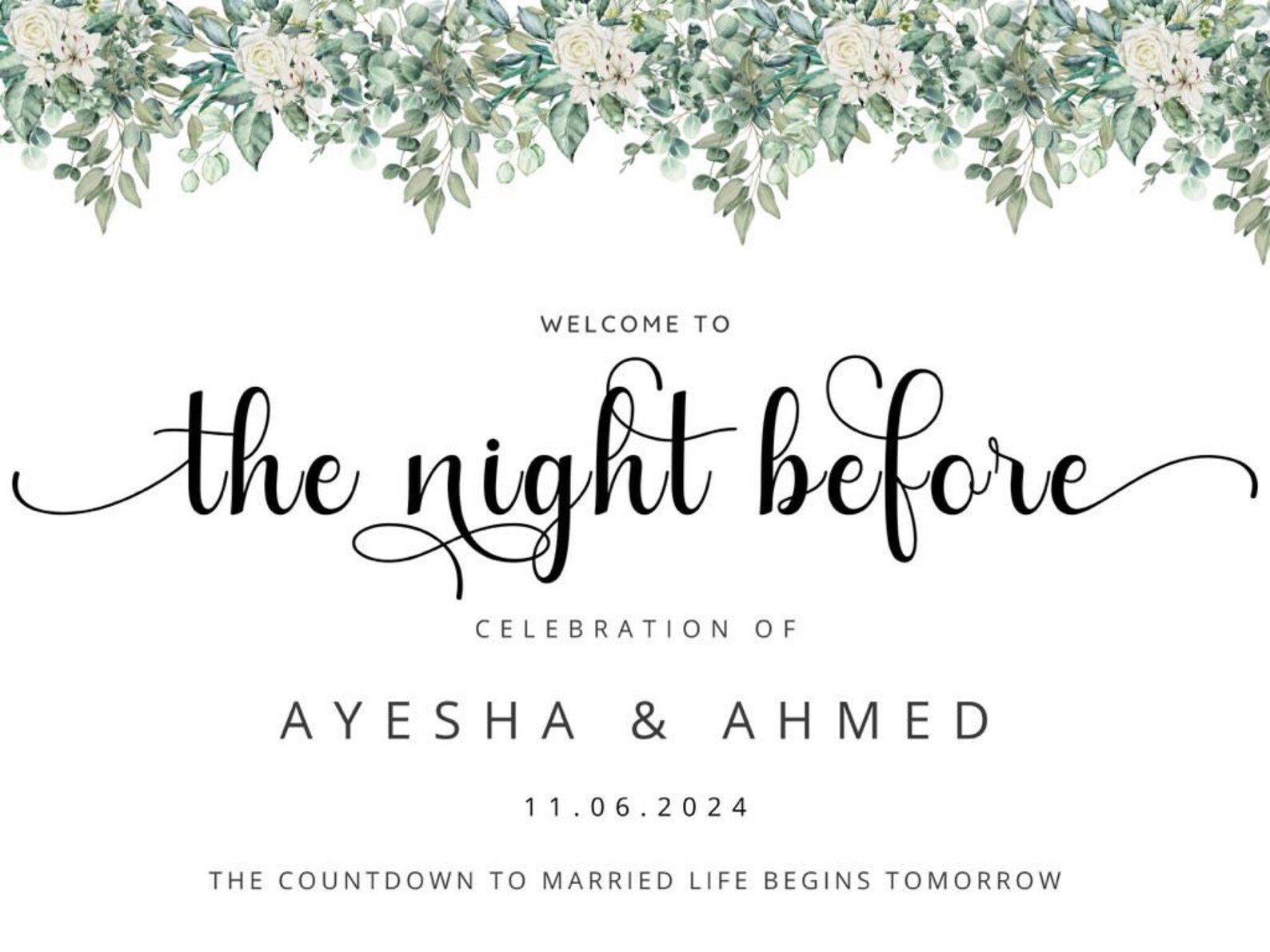 Printable "the Night Before" Wedding Sign - Elegant Rehearsal Dinner ...