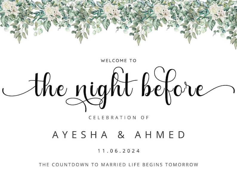 Printable "the Night Before" Wedding Sign - Elegant Rehearsal Dinner ...