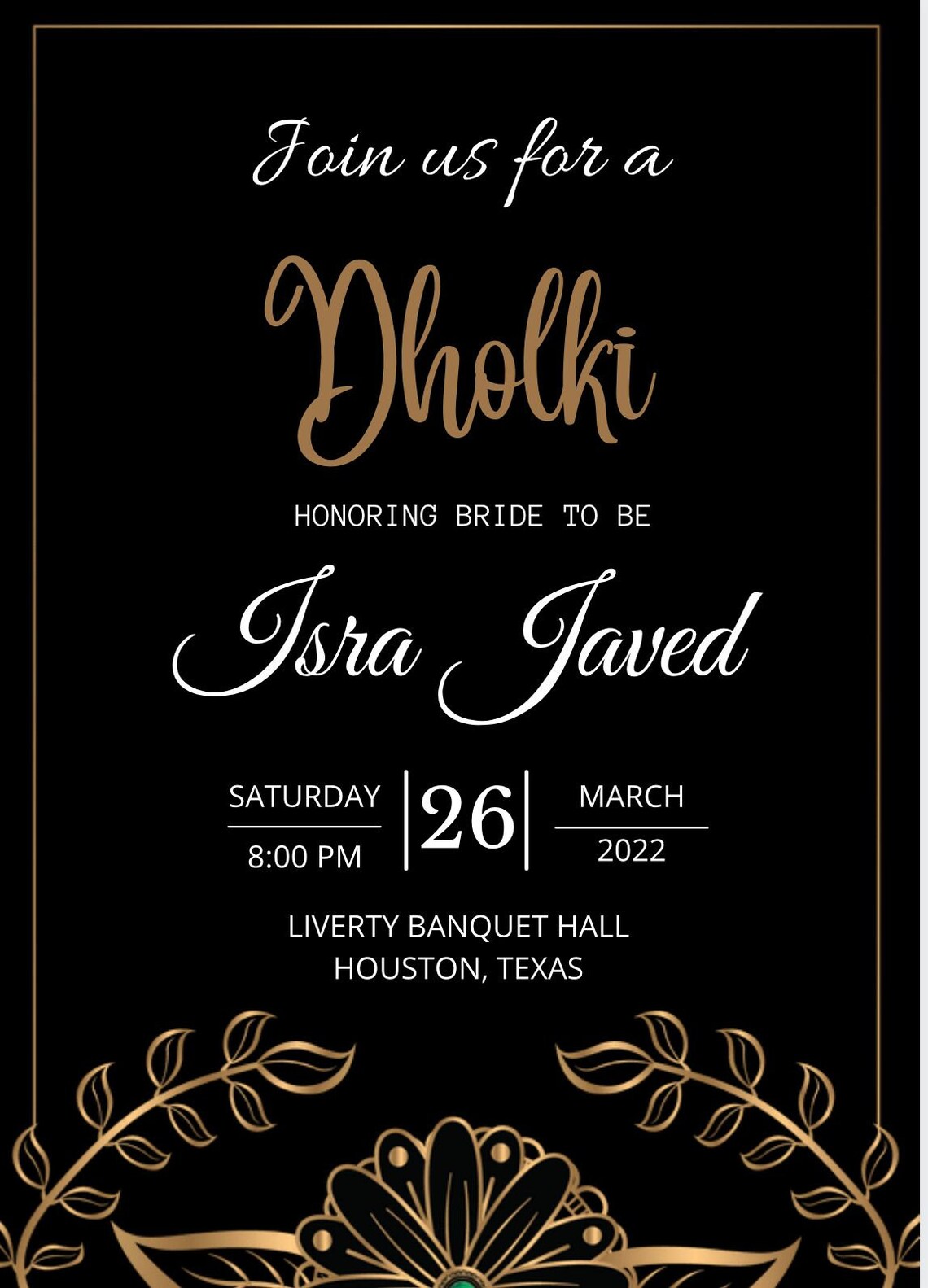 Dholki Invitation Dholki Invitation Card Dholki Invitetemplate ...