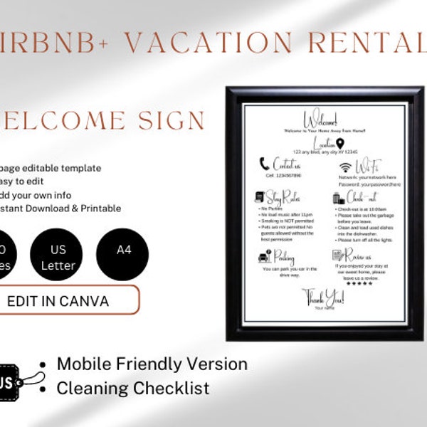 Airbnb Welcome Template Printable and Mobile-friendly Welcome Sign and ...