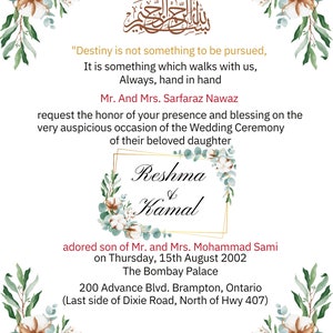 Muslim Wedding Invitation | Islamic Wedding Invitation | Editable ...