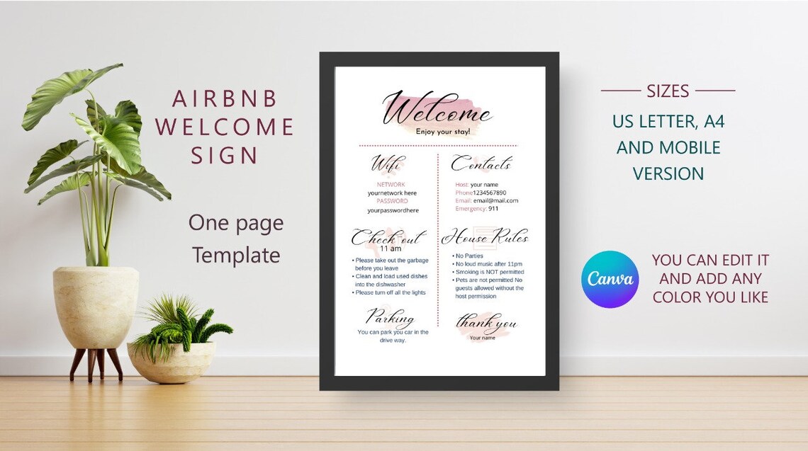 Airbnb Welcome Template Printable and Mobile-friendly Welcome Sign and ...