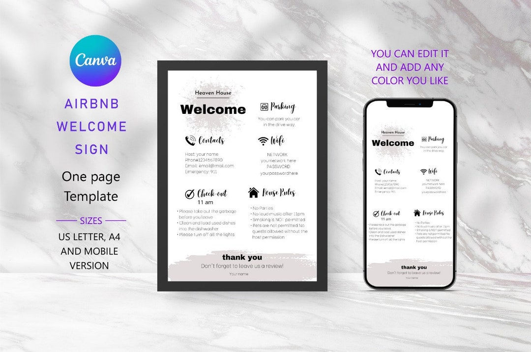 Airbnb Welcome Template Printable and Mobile-friendly Welcome Sign and ...