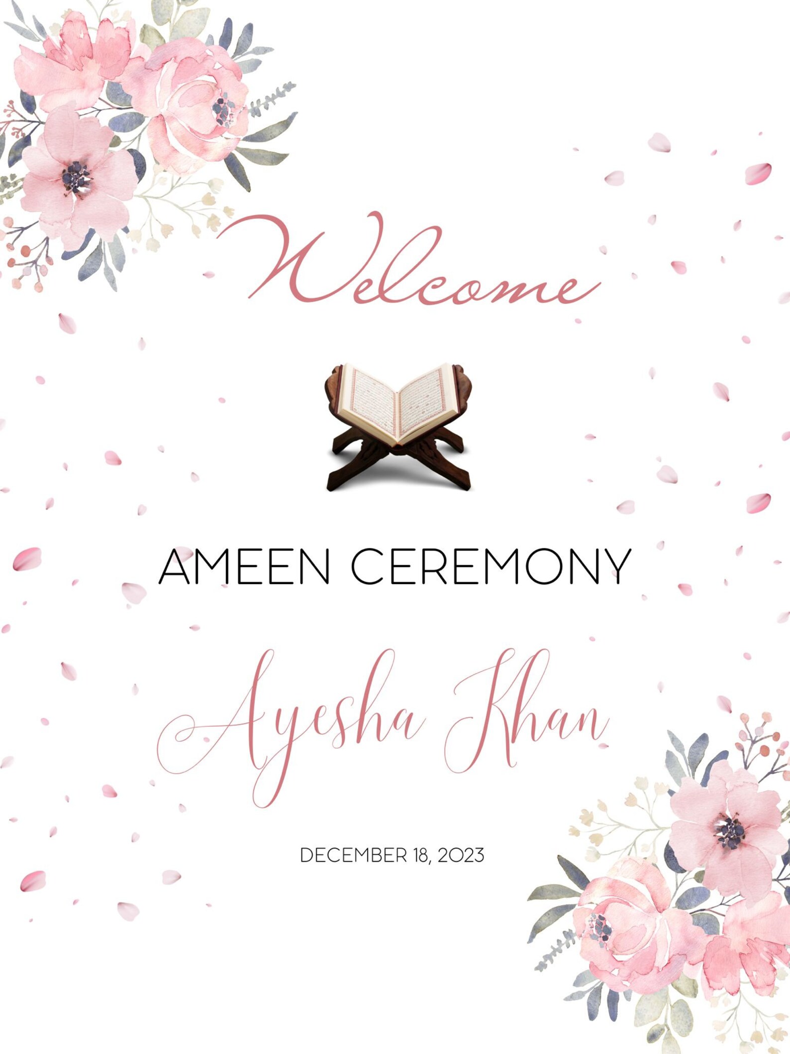 Ameen Ceremony Welcome Sign | Ameen Decoration | Ameen Mubarak Welcome ...