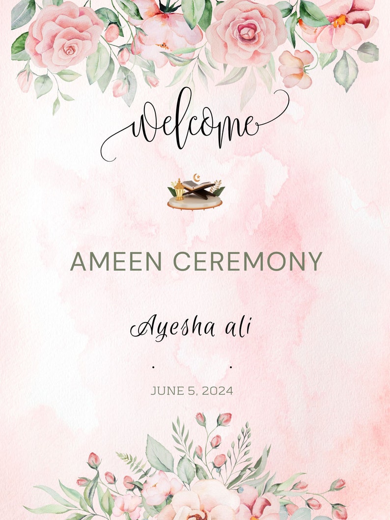 Ameen Ceremony Welcome Sign Ameen Decoration Ameen Mubarak Welcome Sign ...