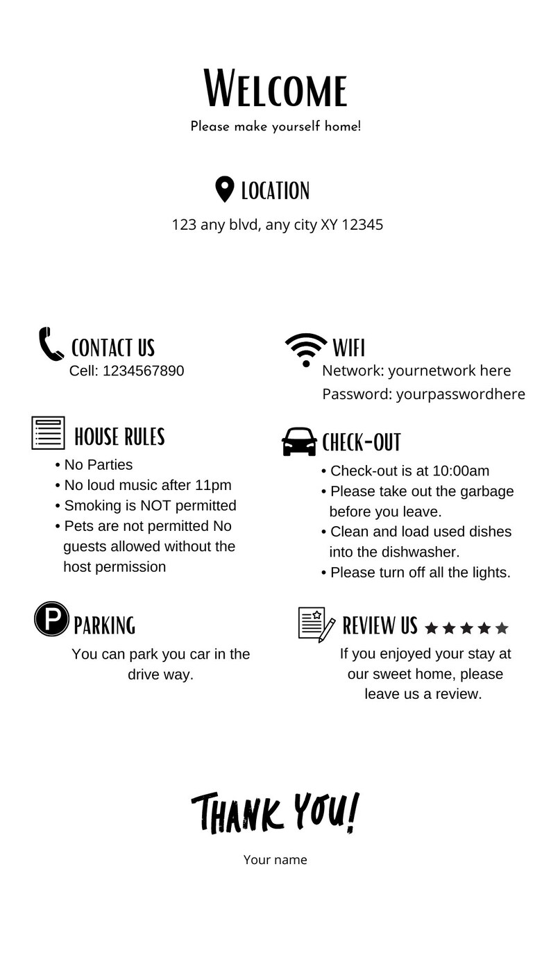 Airbnb Welcome Template - Printable and Mobile-friendly Welcome Sign ...