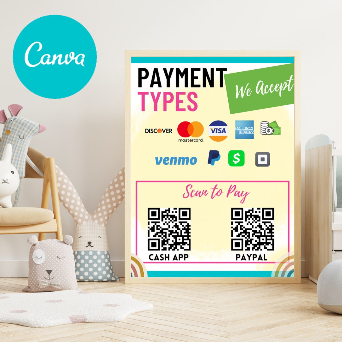 Printable Scan to Pay Sign Template Scan to Pay QR Code - Etsy