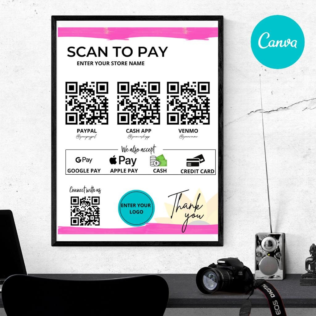 Printable Scan to Pay Sign Template Effortlessly Accept Payments With ...