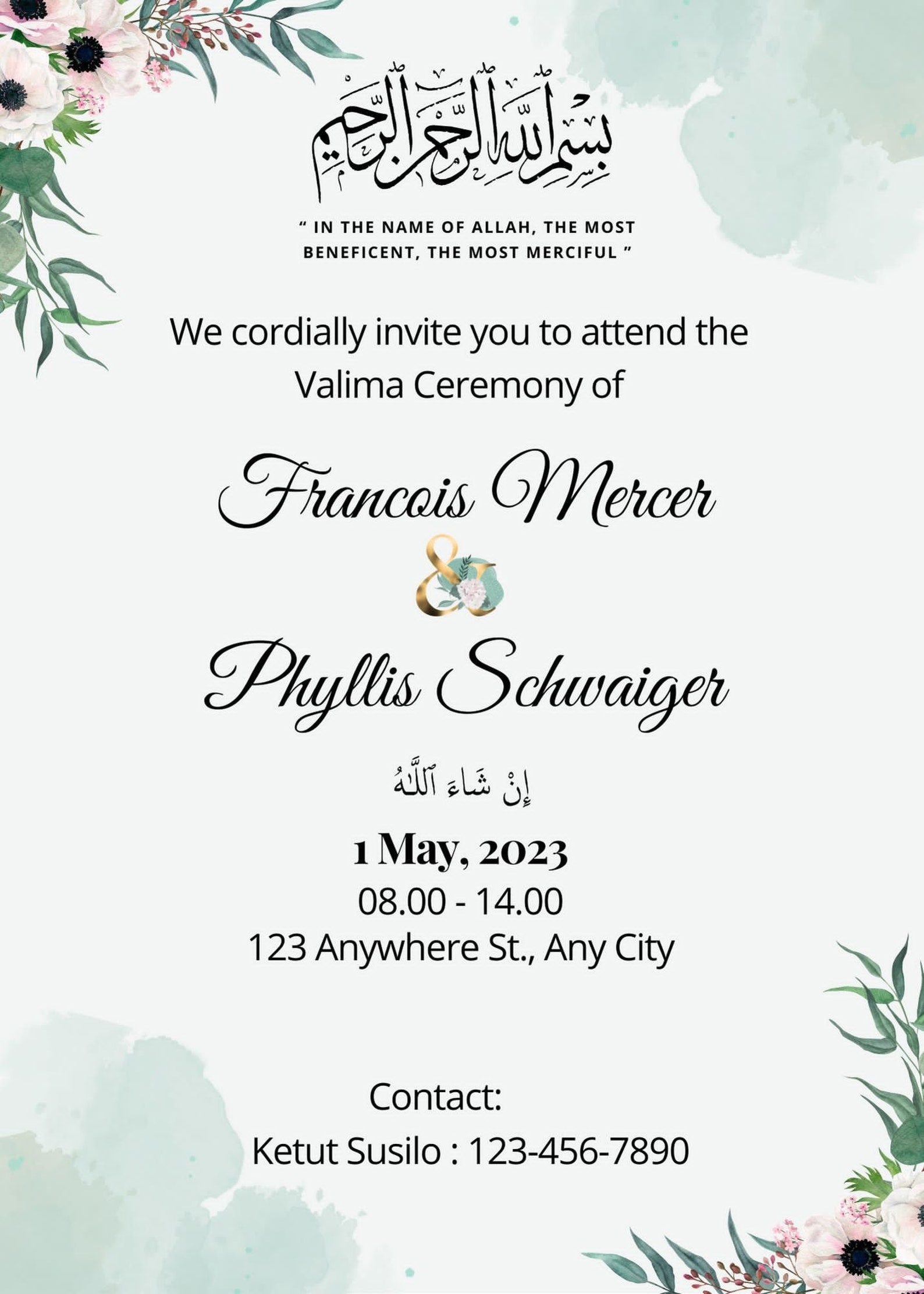 Valima Invitation Printable Walima Invitation Digital Valima Card ...