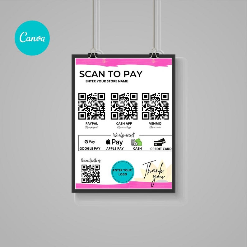 Printable Scan to Pay Sign Template Effortlessly Accept Payments With ...
