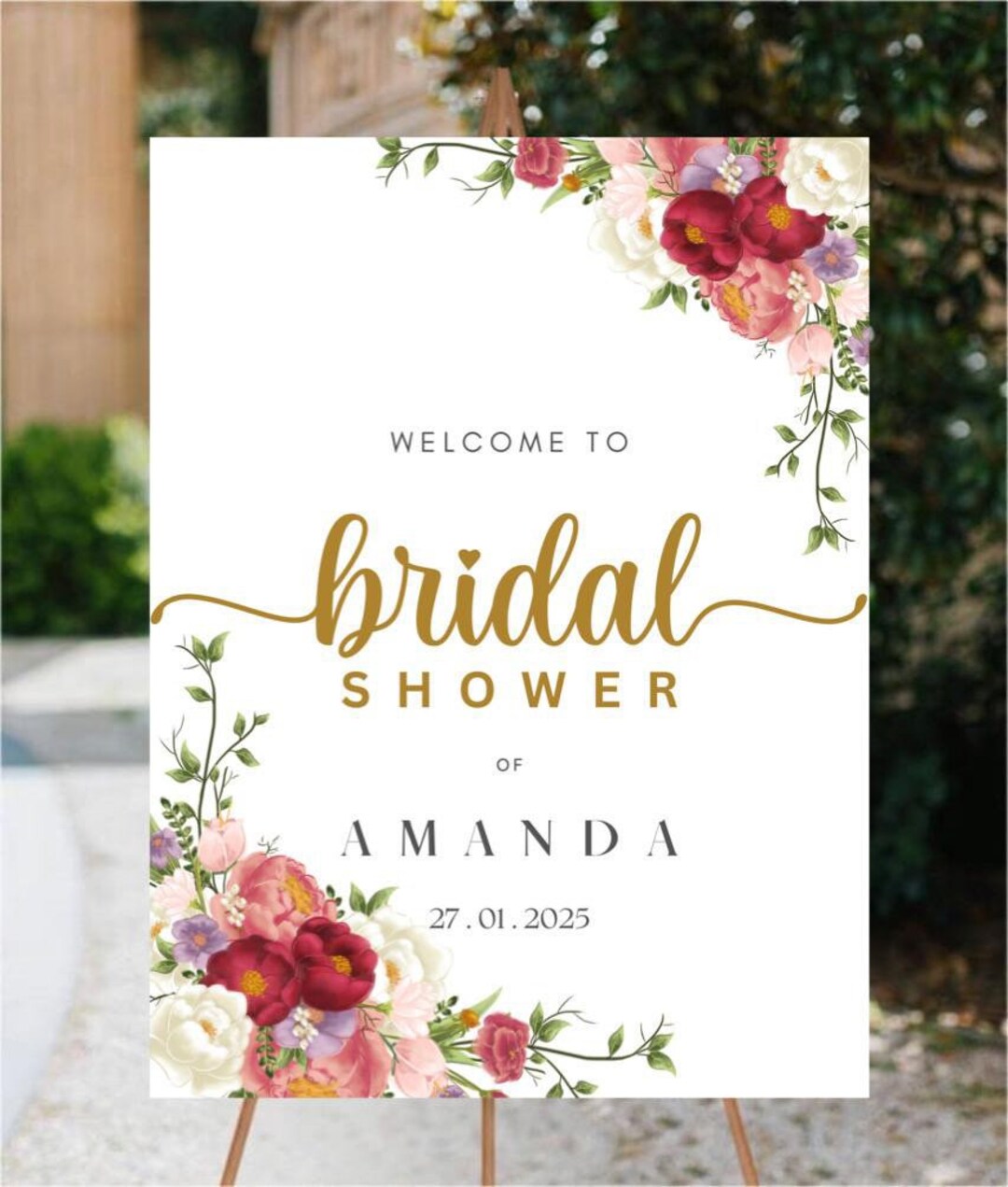 Printable Floral Bridal Shower Sign - Delightful Welcome Sign for Your ...