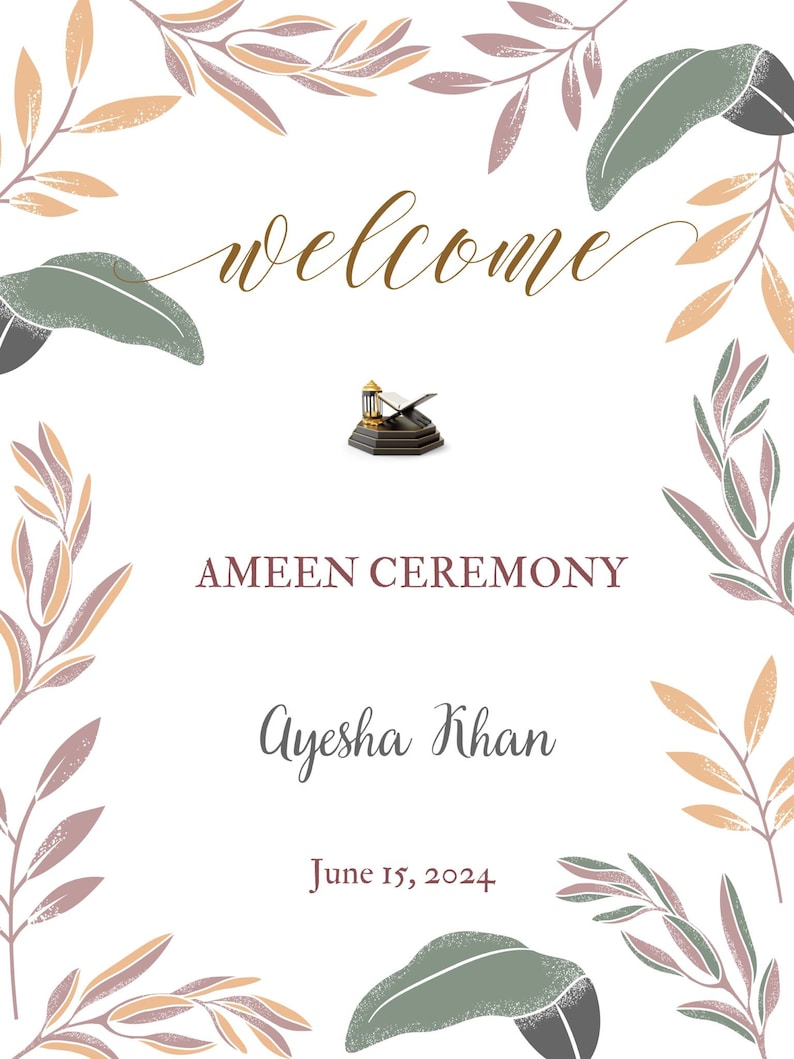 Ameen Ceremony Welcome Sign Ameen Decoration Ameen Mubarak - Etsy