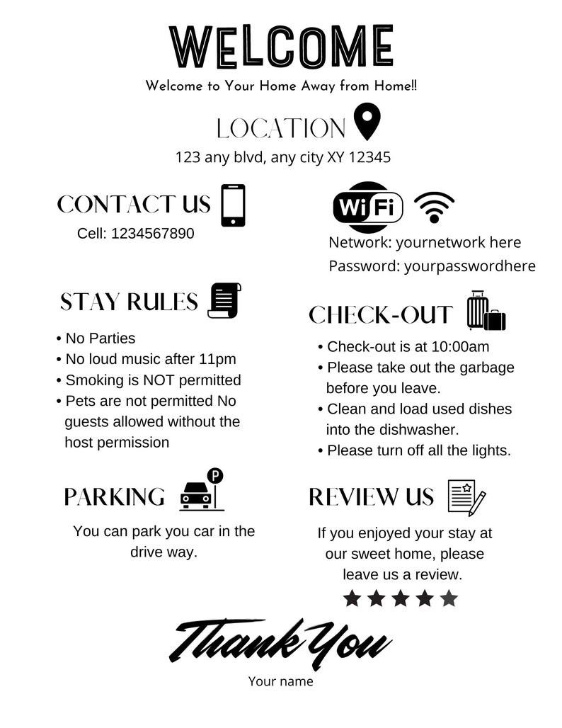 Airbnb Welcome Template - Printable and Mobile-friendly Welcome Sign ...