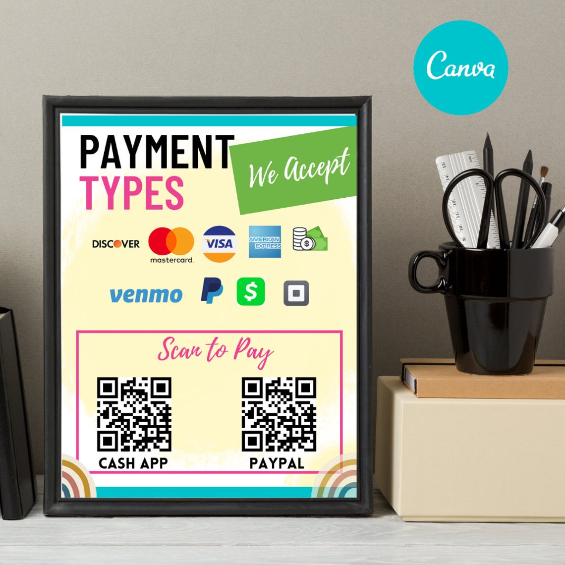 Printable Scan to Pay Sign Template Scan to Pay QR Code - Etsy