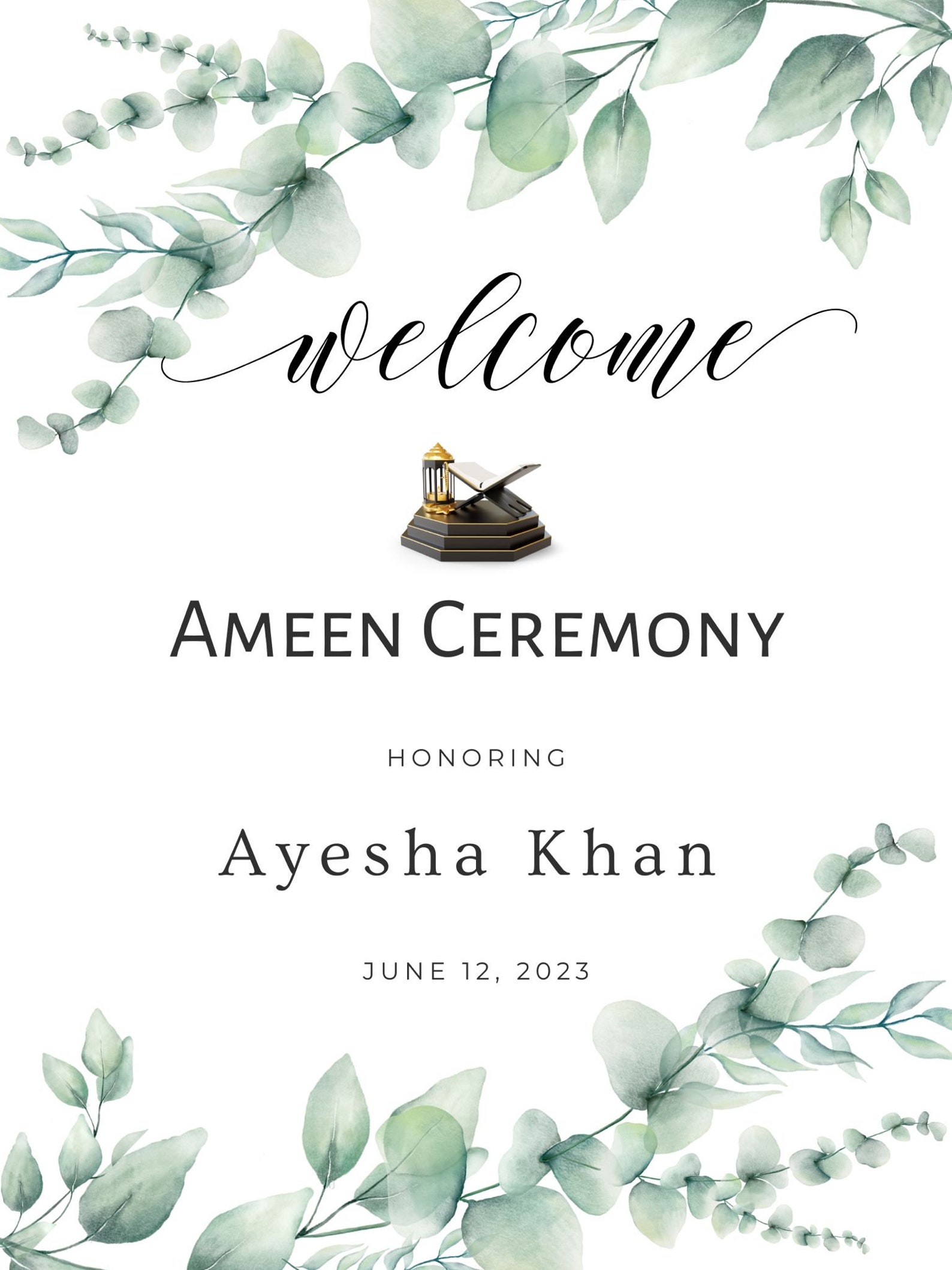 Ameen Ceremony Welcome Sign | Ameen Decoration | Ameen Mubarak Welcome ...