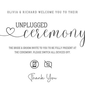 Printable Minimalist Unplugged Ceremony Sign - Encourage an Unplugged ...