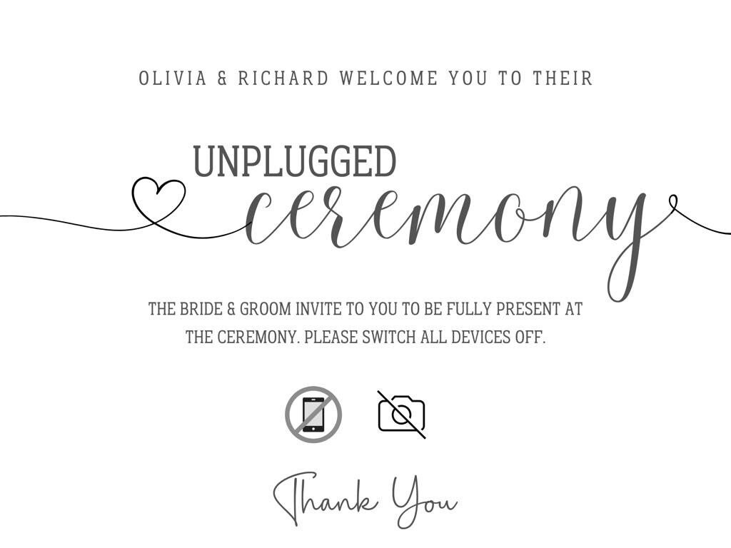 Printable Minimalist Unplugged Ceremony Sign - Encourage an Unplugged ...
