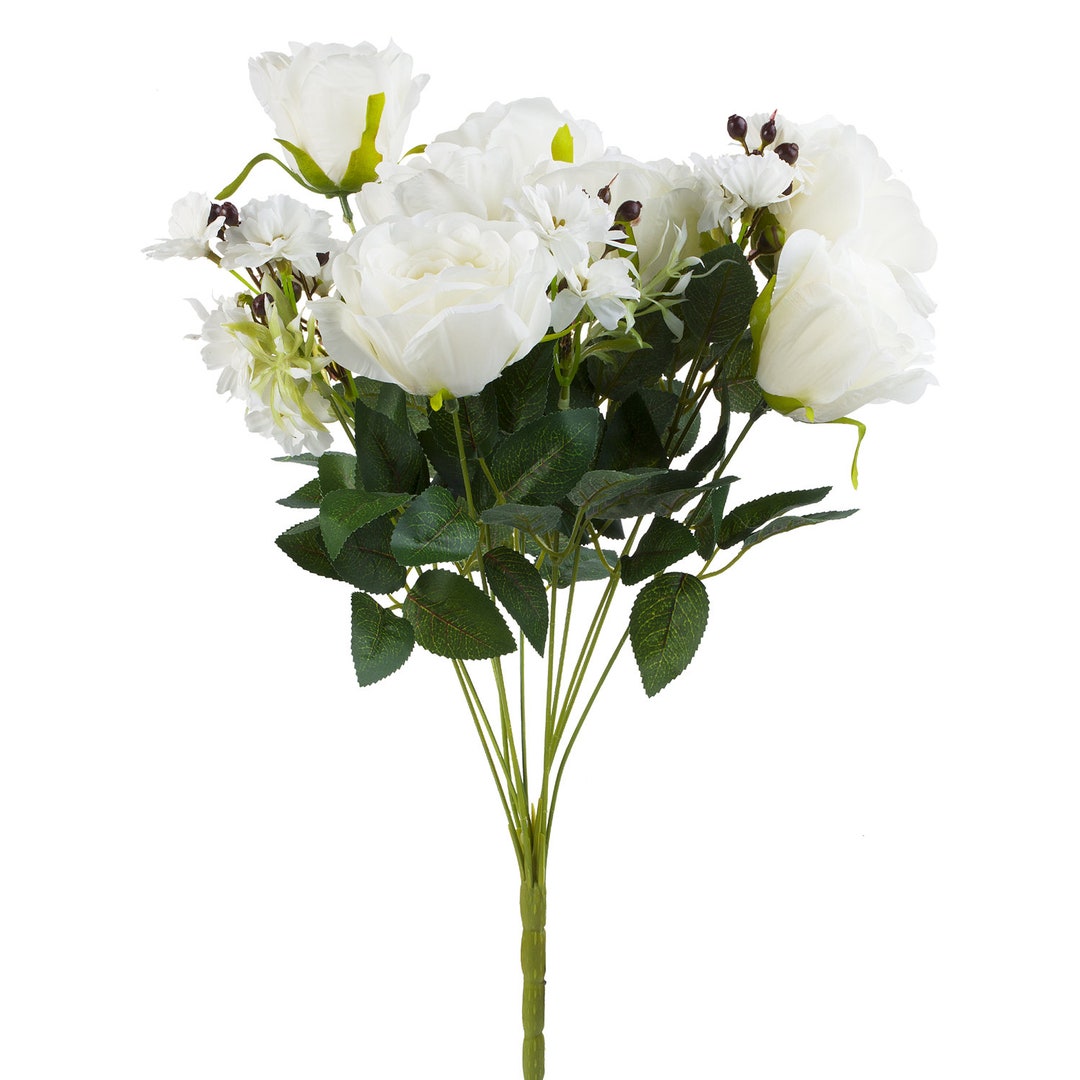 Enova Floral Mixed Artificial Rose Flower Bush Artificial Rose Stem ...