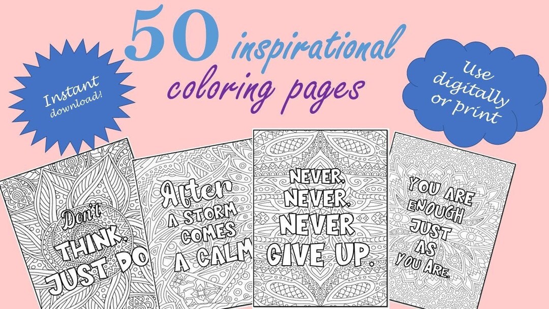 Motivational and Inspirational Quotes Coloring Book Pages | Mandala ...