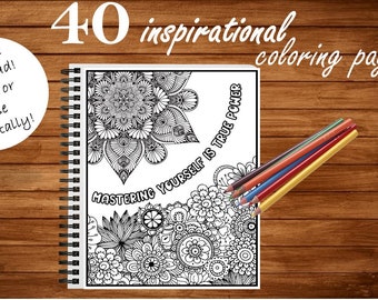 40 Inspirational Digital Coloring Pages - Etsy