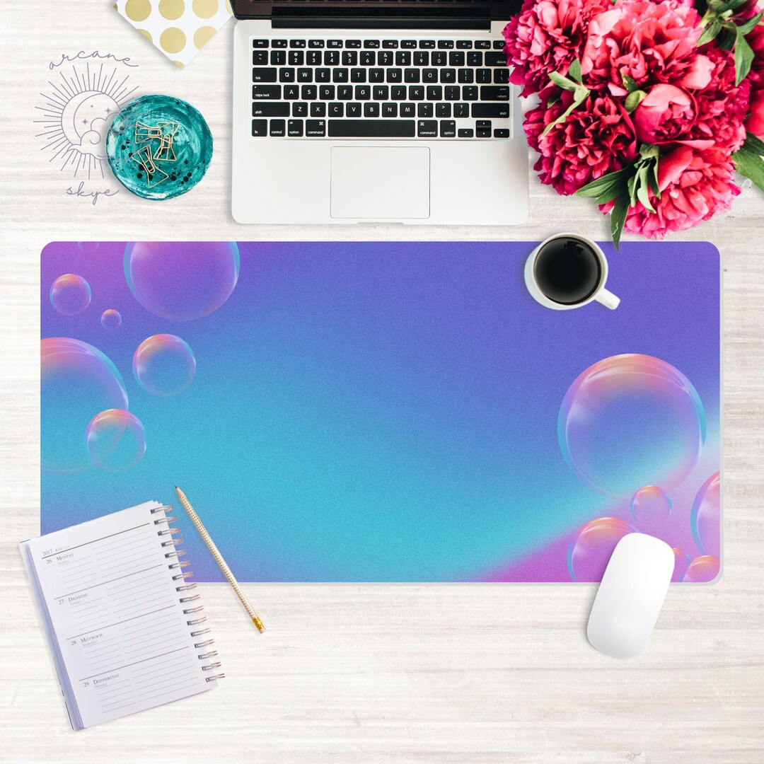 Vaporwave Bubbles Desk Mat | Iridescent Surreal Gaming Pad - Etsy