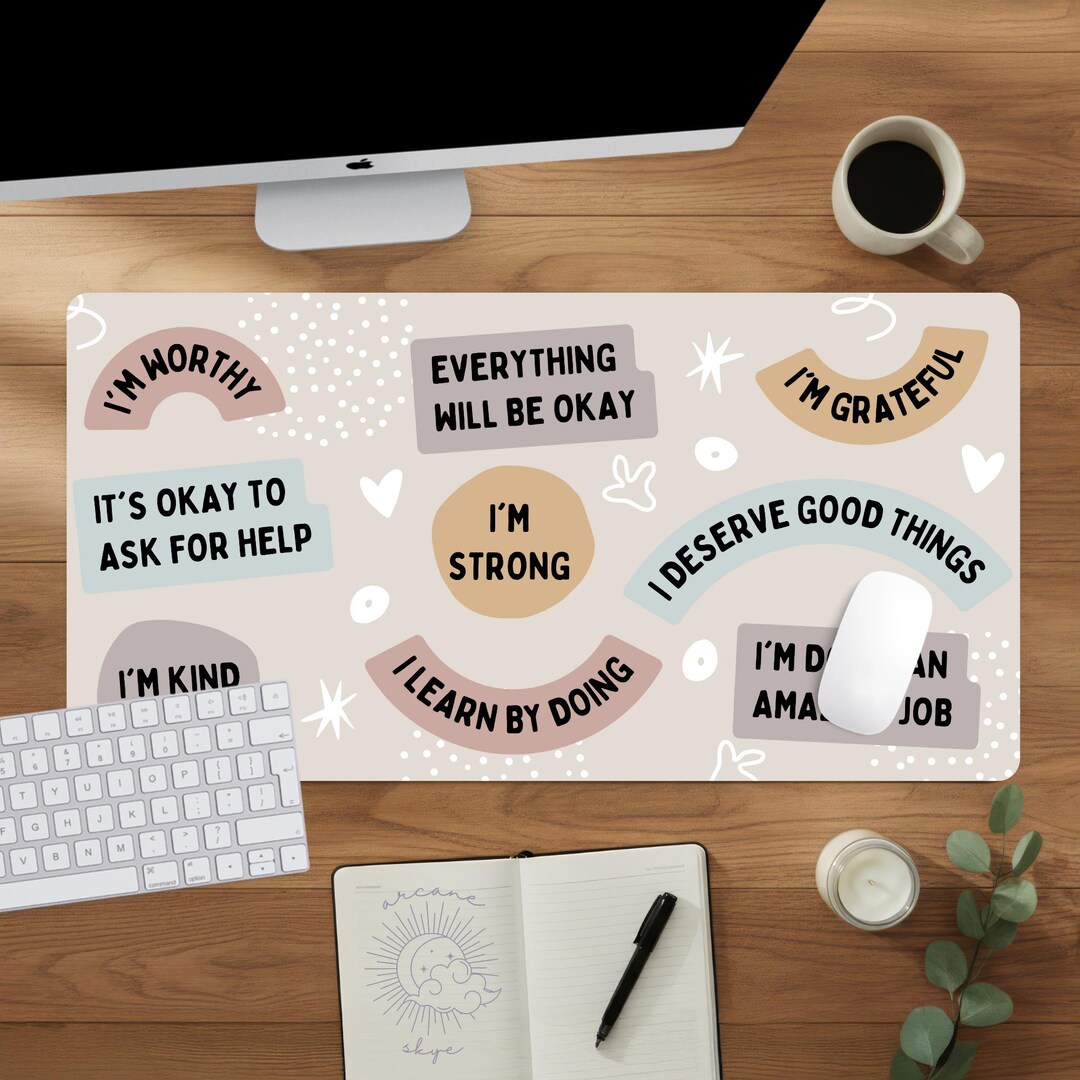 Affirmations Desk Mat | Positive Messages, Office Decor (35.5" X 16 ...