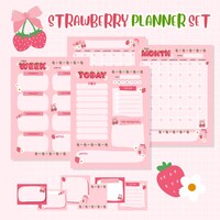 Printable Planner | Strawberry | Monthly Calendar | Digital Planner ...