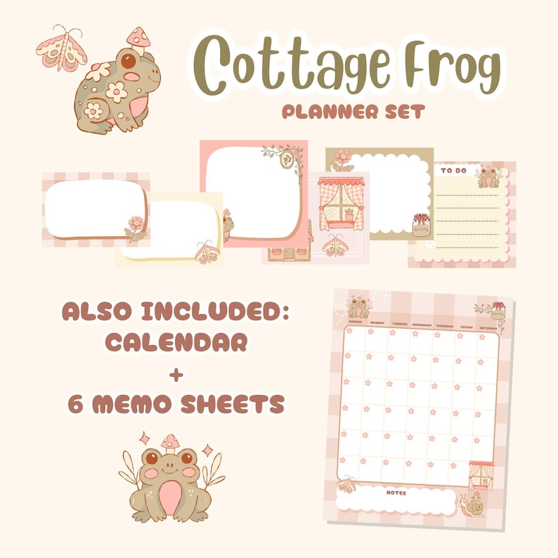 Cottage Frog Planner - Cute Monthly, Weekly, and Daily Pages - Etsy