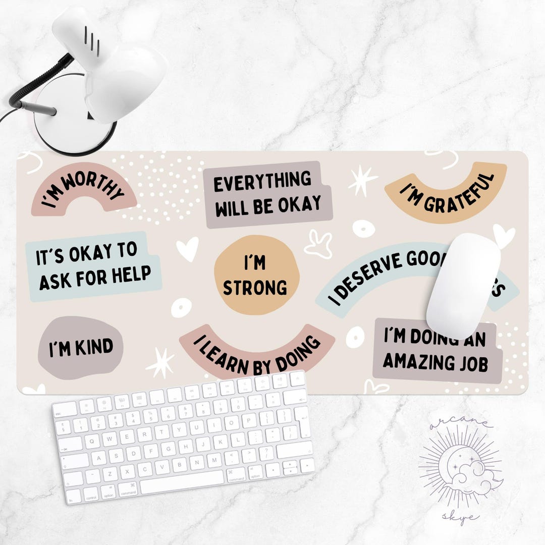 Affirmations Desk Mat | Positive Messages, Office Decor (35.5" X 16 ...