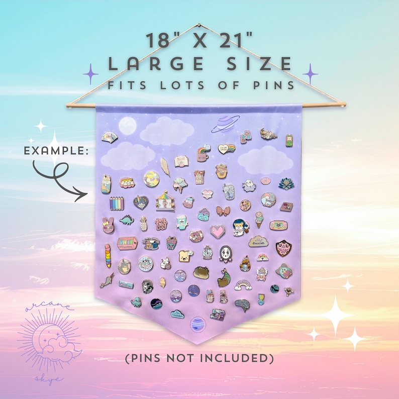Floral Pin Display Banner: Colorful Enamel Pin Organizer, Polyester ...