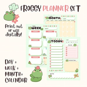 Froggy Planner Week Day Month Planner Pages Digital Printable Download ...