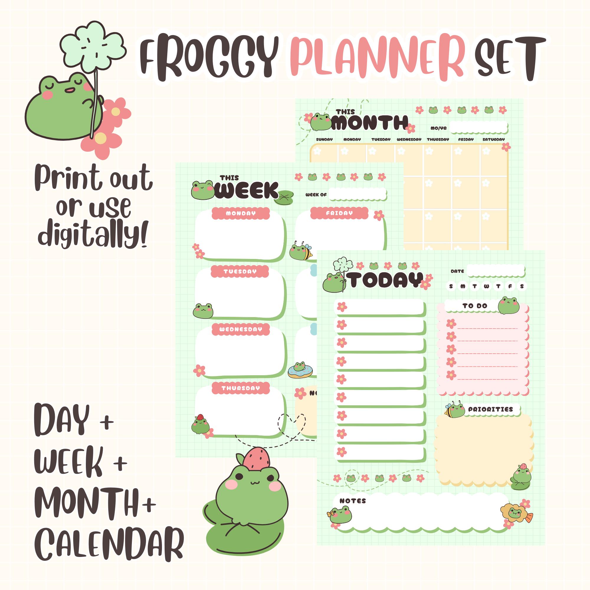 Froggy Planner Week Day Month Planner Pages Digital Printable Download ...
