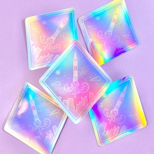 Rocket Holographic Vinyl Sticker - Etsy